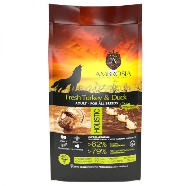 Ambrosia Adult All Breeds Fresh Turkey & Duck 12 kg | ABC-ZOO