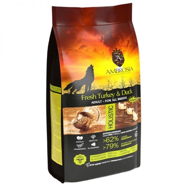 Ambrosia Adult All Breeds Fresh Turkey & Duck 12 kg | ABC-ZOO