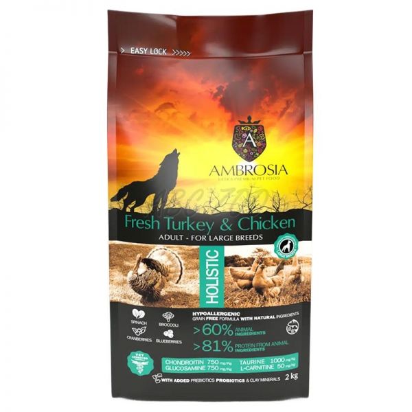 Ambrosia Adult Large Breeds Fresh Turkey & Chicken 2 kg | ABC-ZOO